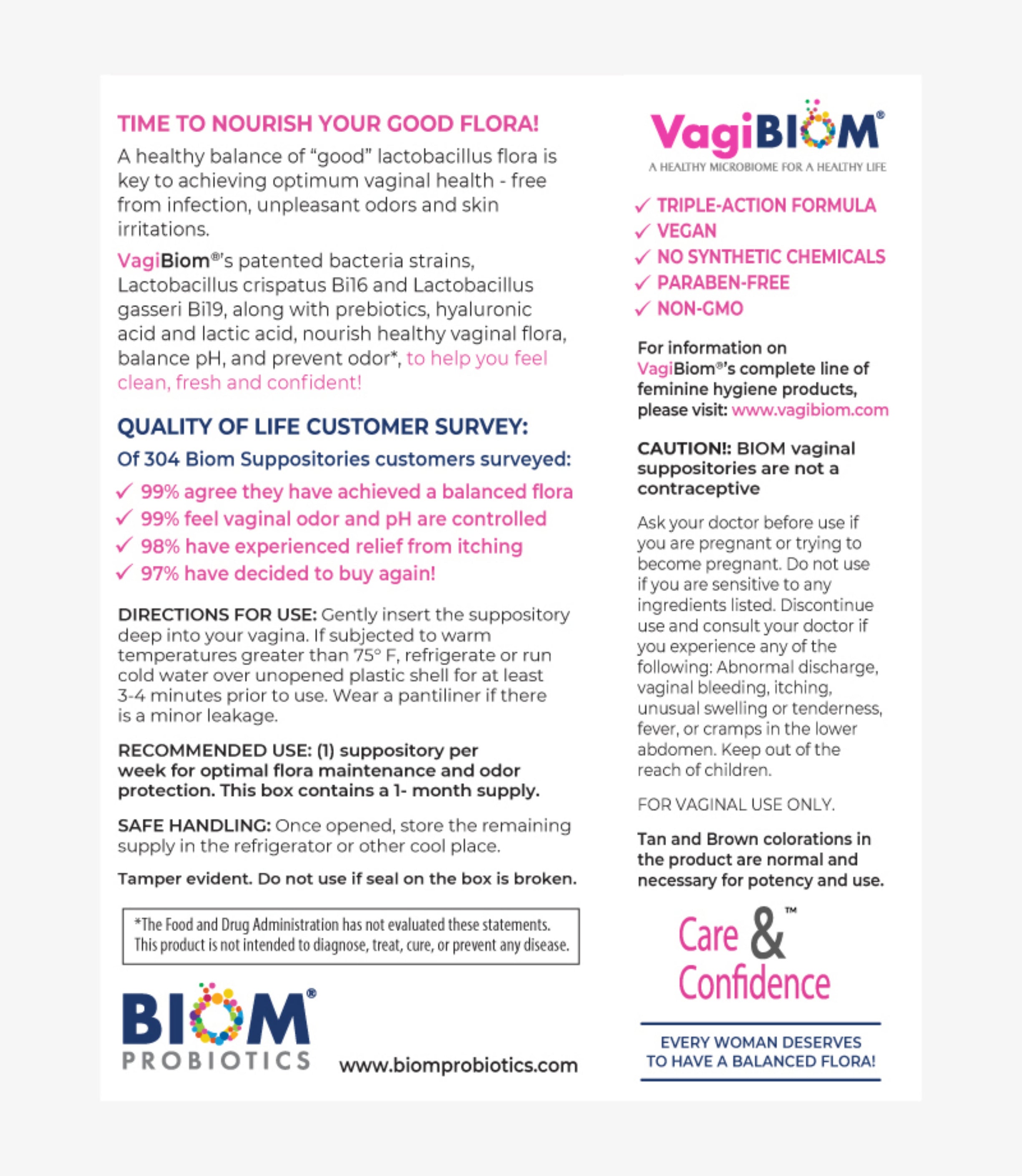 Vaginal Probiotic Suppository – Fragrance-Free – Vagibiom