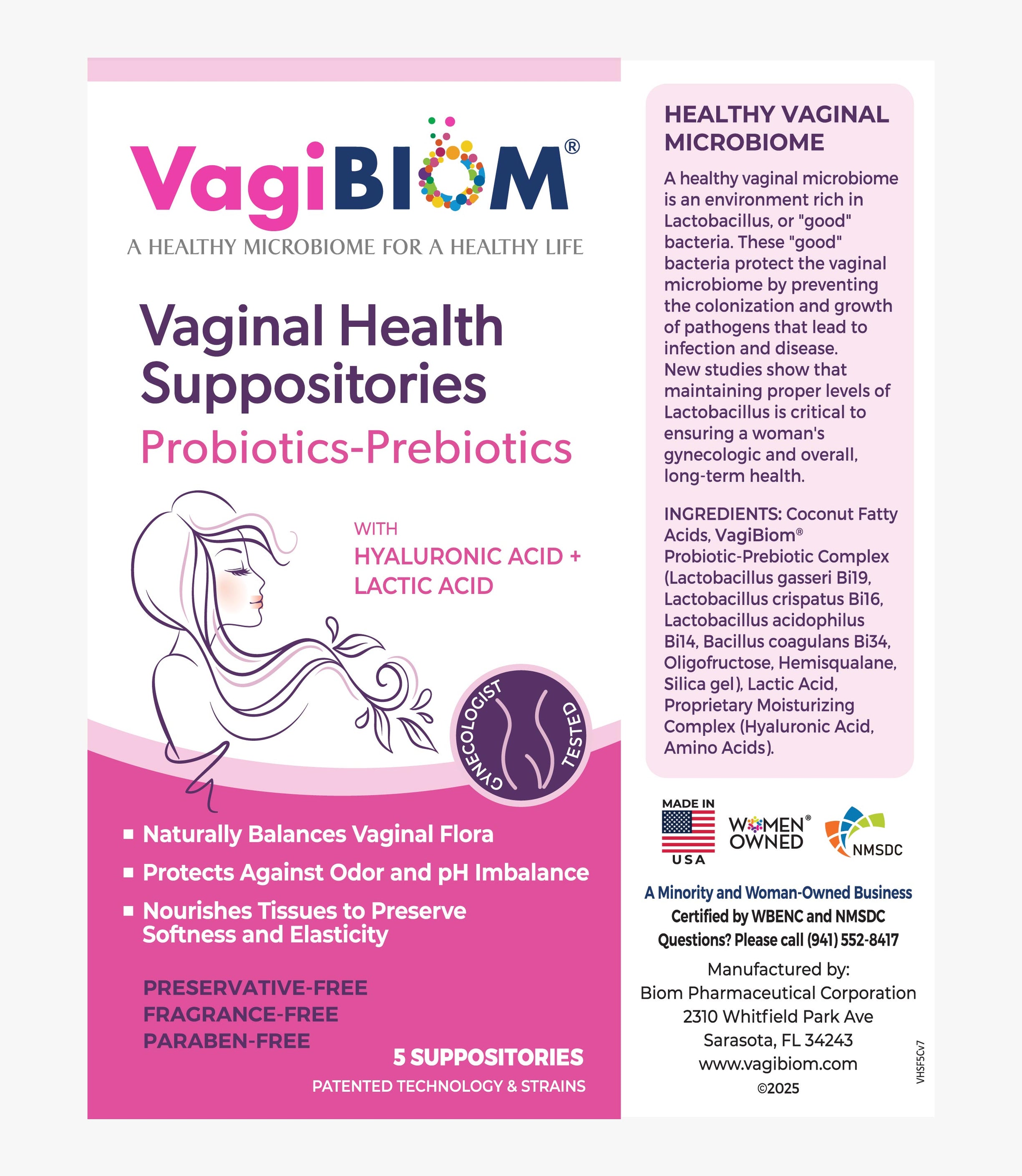 Vaginal Probiotic Suppository – Fragrance-Free – Vagibiom